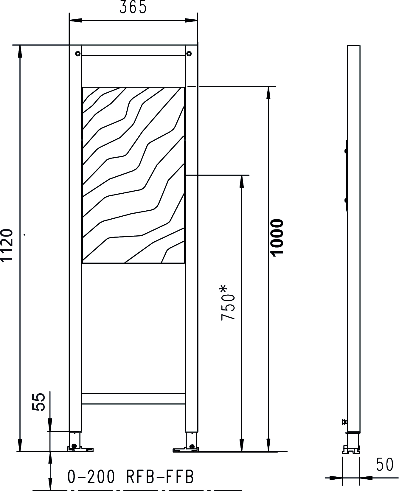 JOMOTech poręcze w wersji dla niepełnosprawnych H=1120 / 365 - 107 ...